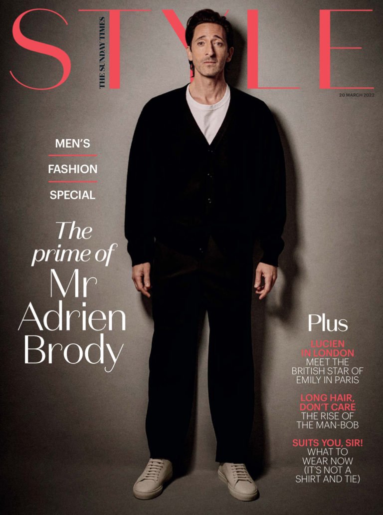 Adrien Brody covers The Sunday Times Style March 20th, 2022 by ...