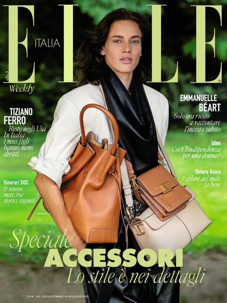Sarah Dahl in Tod’s on Elle Italia October 5th, 2023 cover by Gilles ...