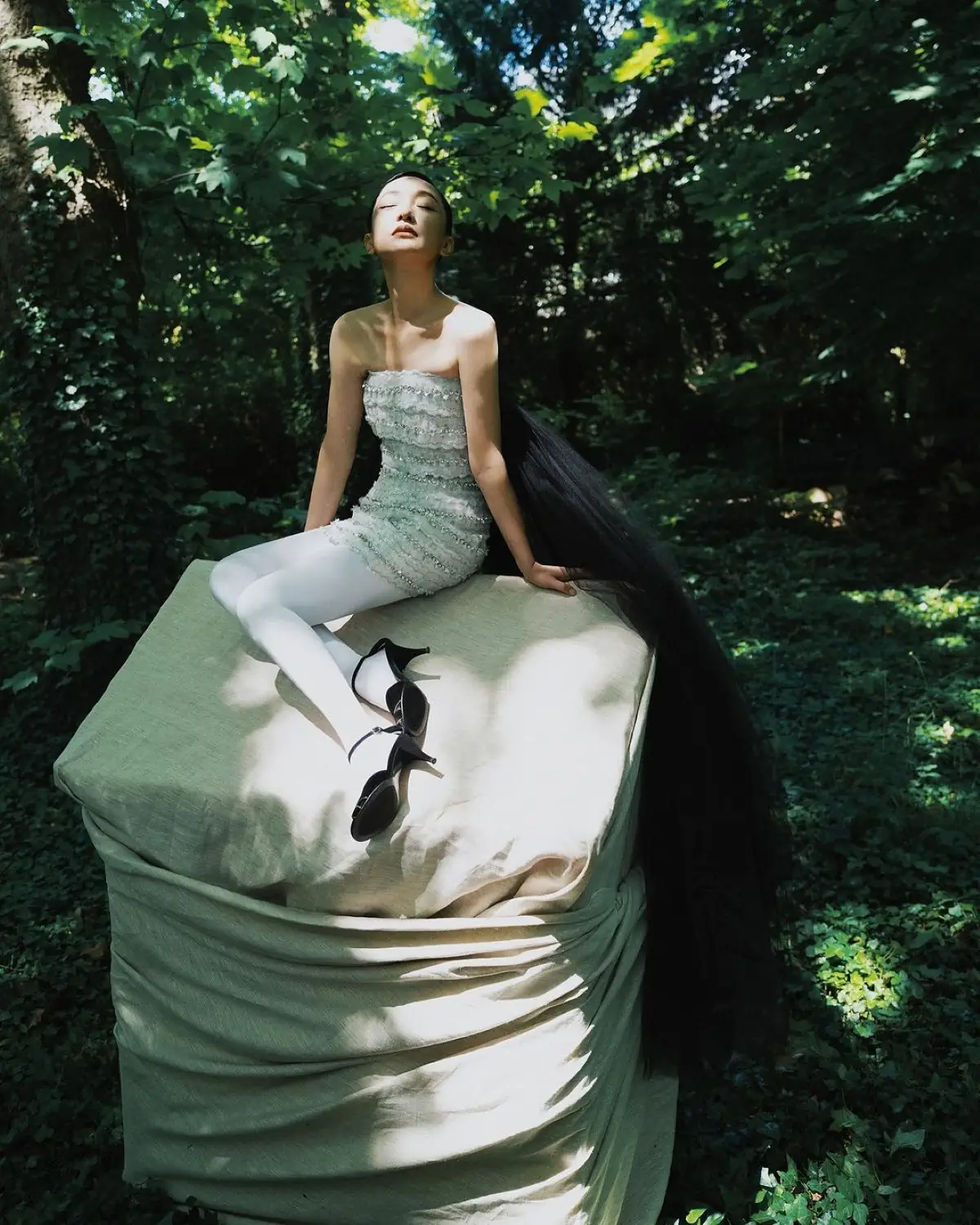Zhou Xun in Chanel on Vogue China July 2024 by Zhong Lin - fashionotography