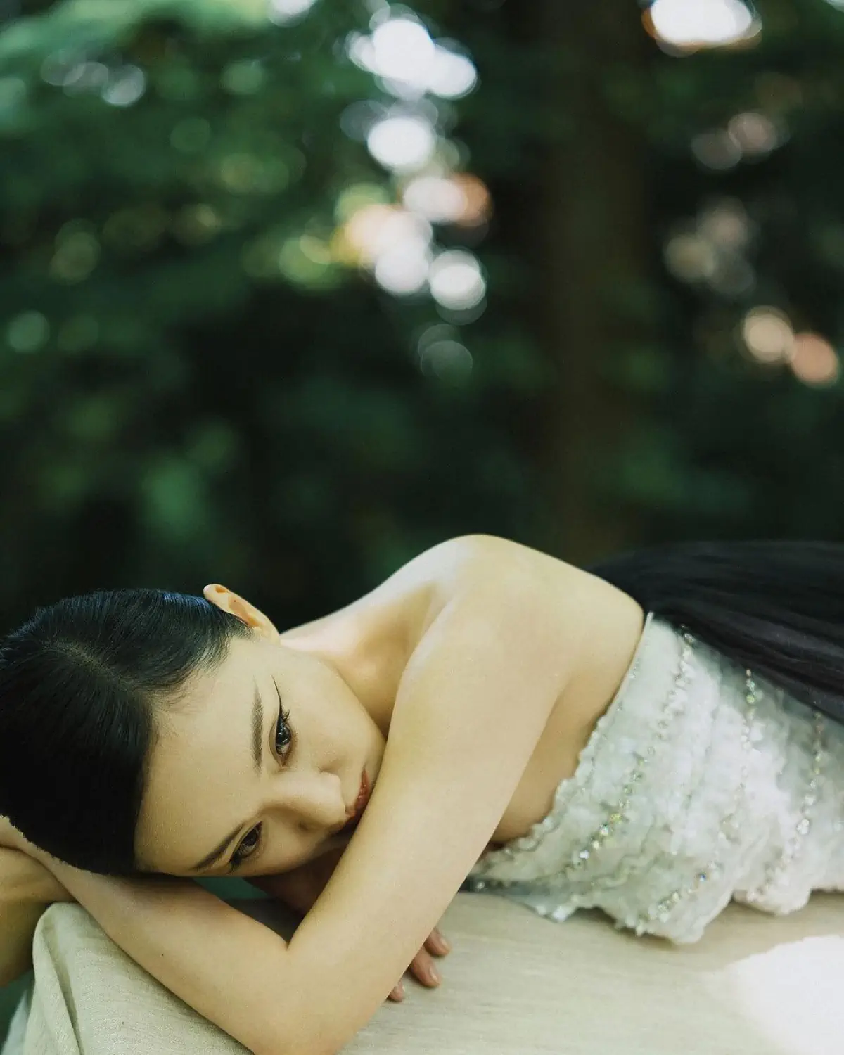 Zhou Xun in Chanel on Vogue China July 2024 by Zhong Lin - fashionotography